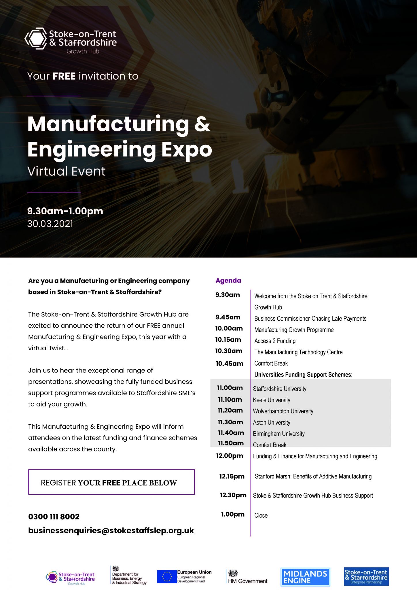Manufacturing & Engineering Expo 2021 - Stoke on Trent Staffordshire ...